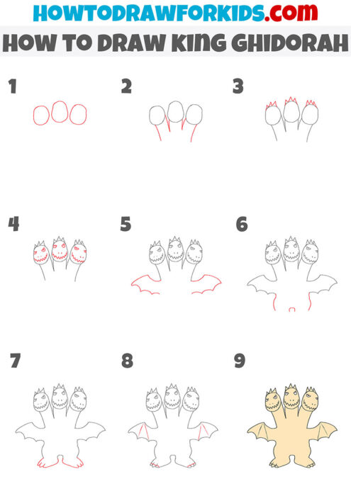 How to Draw King Ghidorah - Easy Drawing Tutorial For Kids