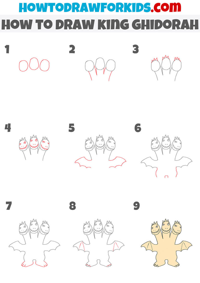 How to Draw King Ghidorah - Easy Drawing Tutorial For Kids