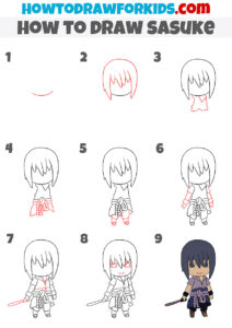 How to Draw Sasuke - Easy Drawing Tutorial For Kids