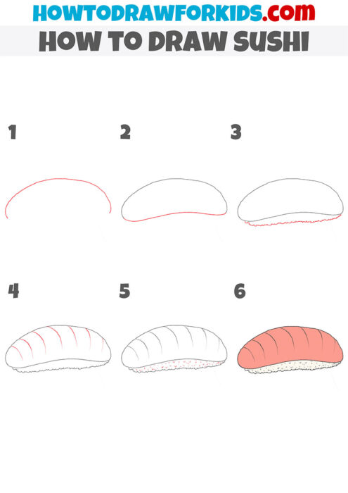 How to Draw Sushi - Easy Drawing Tutorial For Kids
