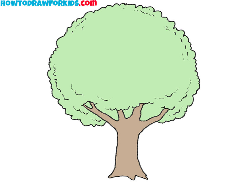 How To Draw A Tree With Leaves Easy Drawing Tutorial For Kids