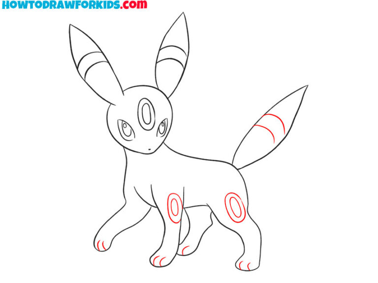 How to Draw Umbreon - Easy Drawing Tutorial For Kids
