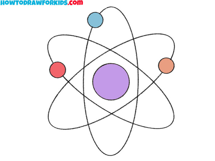 How to Draw an Atom - Easy Drawing Tutorial For Kids
