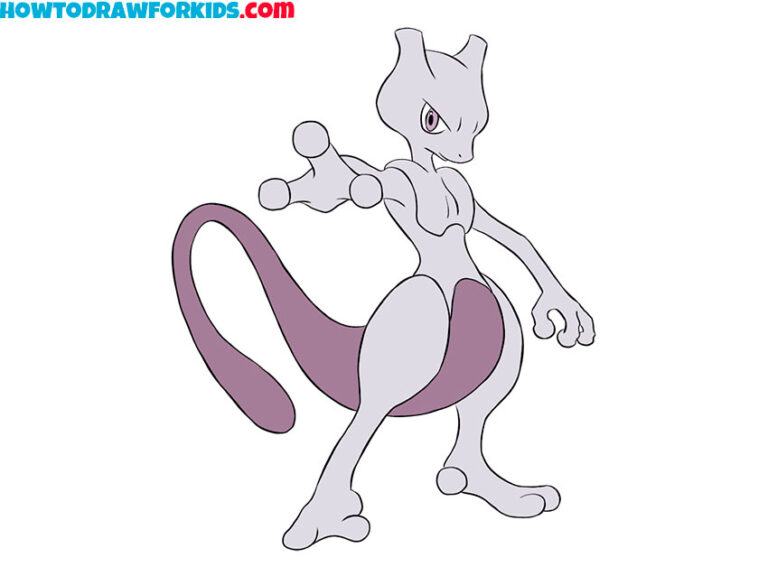 How to Draw Mewtwo - Easy Drawing Tutorial For Kids
