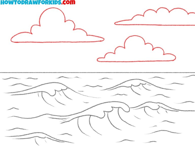 How to Draw an Ocean - Easy Drawing Tutorial For Kids