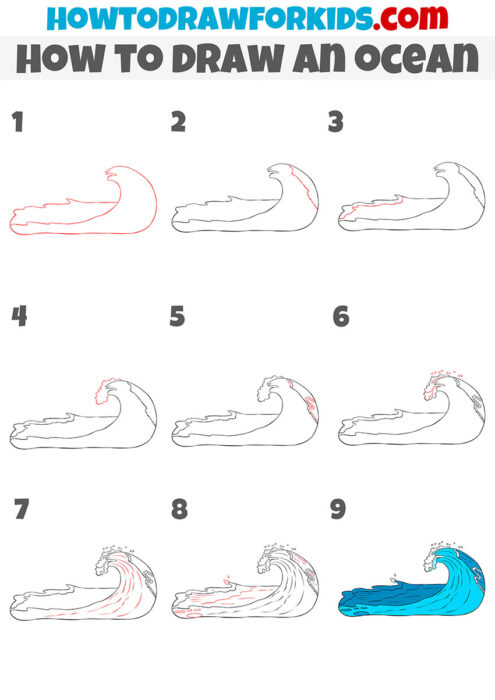 How to Draw an Ocean - Easy Drawing Tutorial For Kids