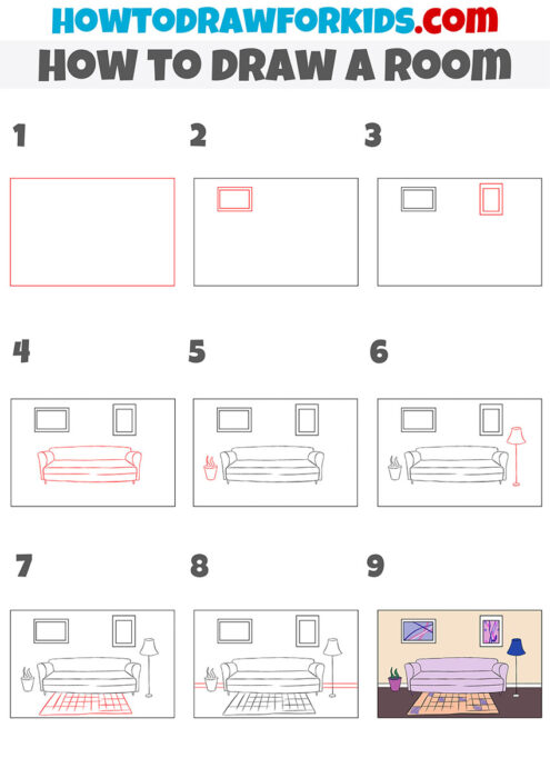 How to Draw a Room - Easy Drawing Tutorial For Kids