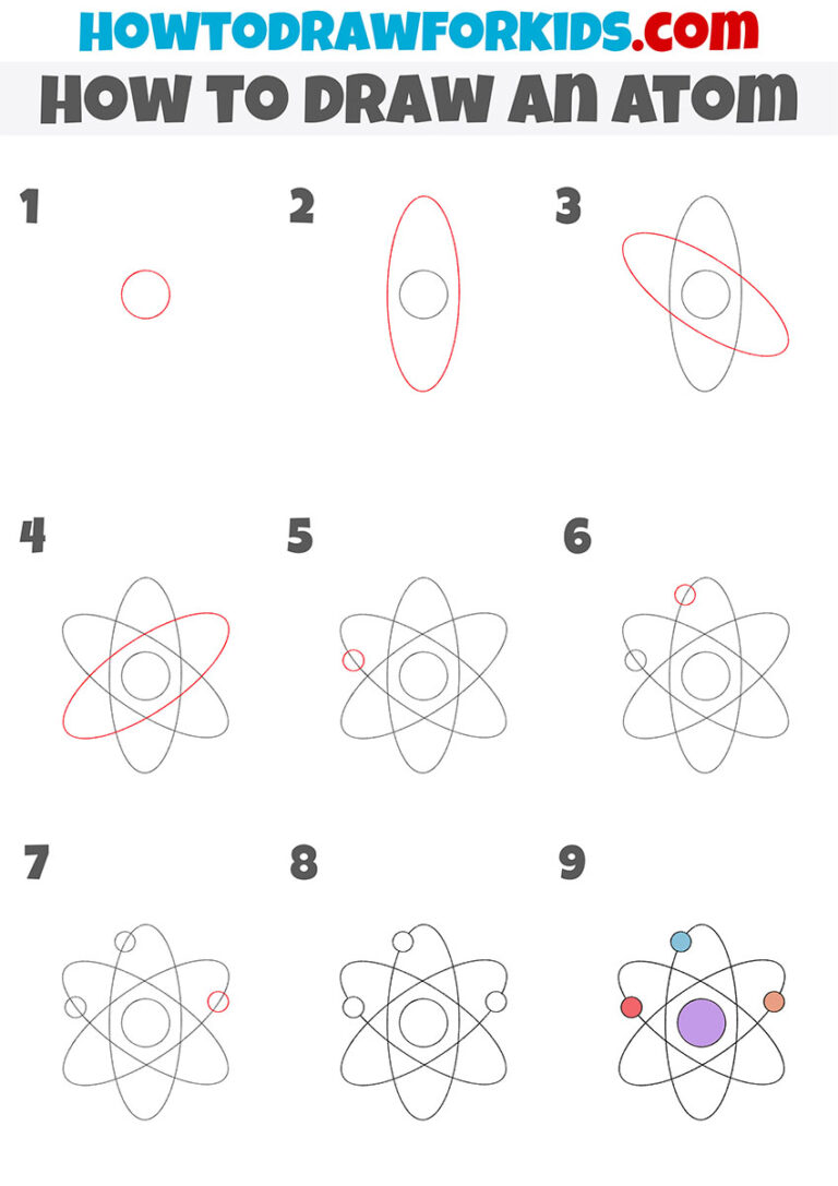 How to Draw an Atom - Easy Drawing Tutorial For Kids