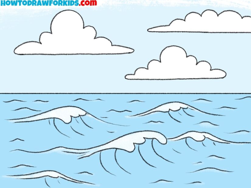 How to Draw an Ocean - Easy Drawing Tutorial For Kids