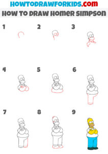 How to Draw Homer Simpson - Easy Drawing Tutorial For Kids