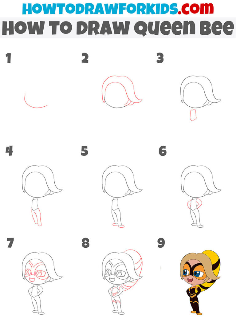 How to Draw Queen Bee - Easy Drawing Tutorial For Kids