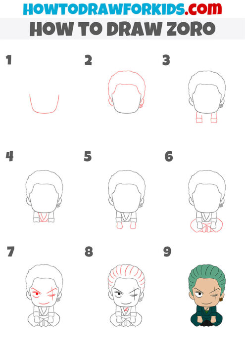 How to Draw Zoro - Easy Drawing Tutorial For Kids