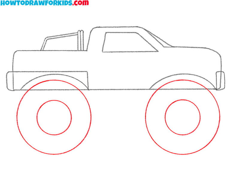 How to Draw a Monster Truck - Easy Drawing Tutorial For Kids