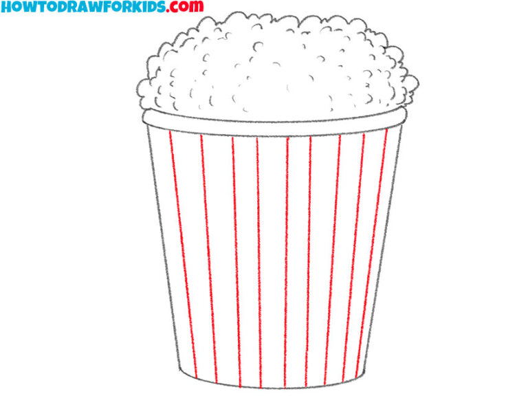 How to Draw Popcorn - Easy Drawing Tutorial For Kids