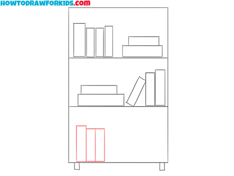 How to Draw Bookshelves - Easy Drawing Tutorial For Kids
