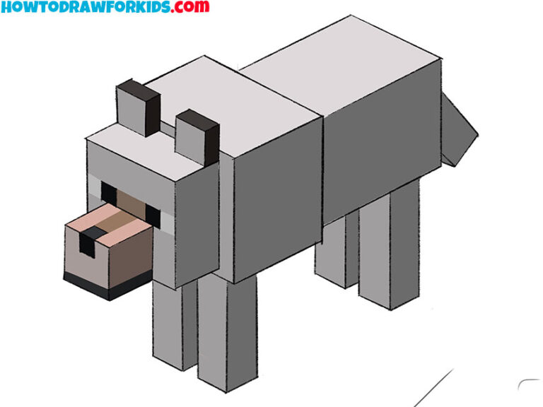 How to Draw a Wolf from Minecraft - Drawing Tutorial For Kids