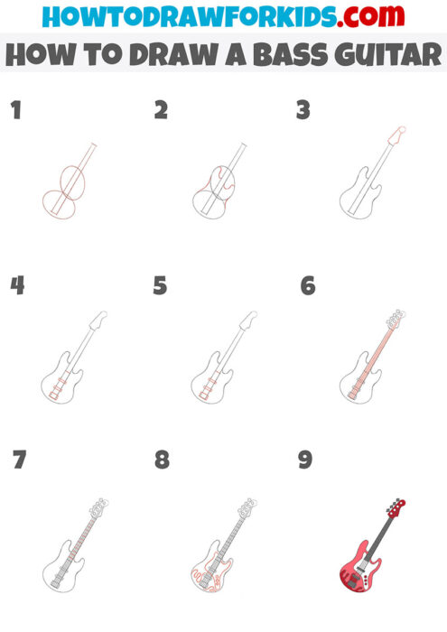 How to Draw a Bass Guitar - Easy Drawing Tutorial For Kids