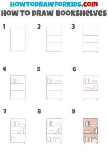 How to Draw Bookshelves - Easy Drawing Tutorial For Kids
