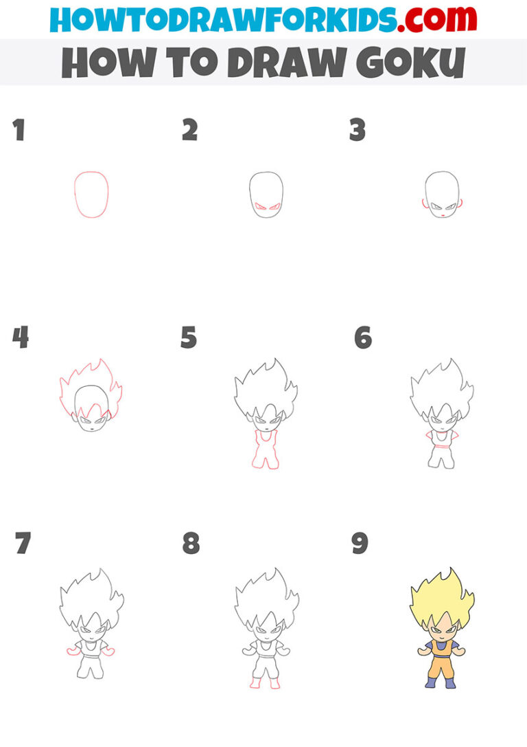 How to Draw Goku Step by Step - Easy Drawing Tutorial For Kids