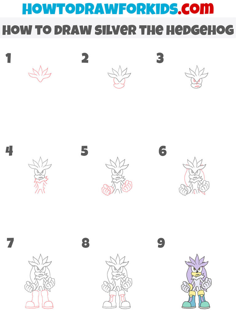 How to Draw Silver the Hedgehog - Easy Drawing Tutorial For Kids