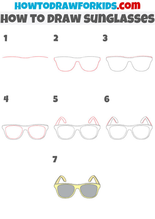 How to Draw Sunglasses - Easy Drawing Tutorial For Kids
