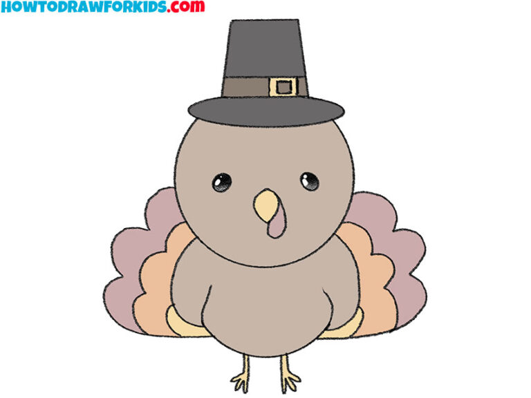 How to Draw a Cute Turkey - Easy Drawing Tutorial For Kids