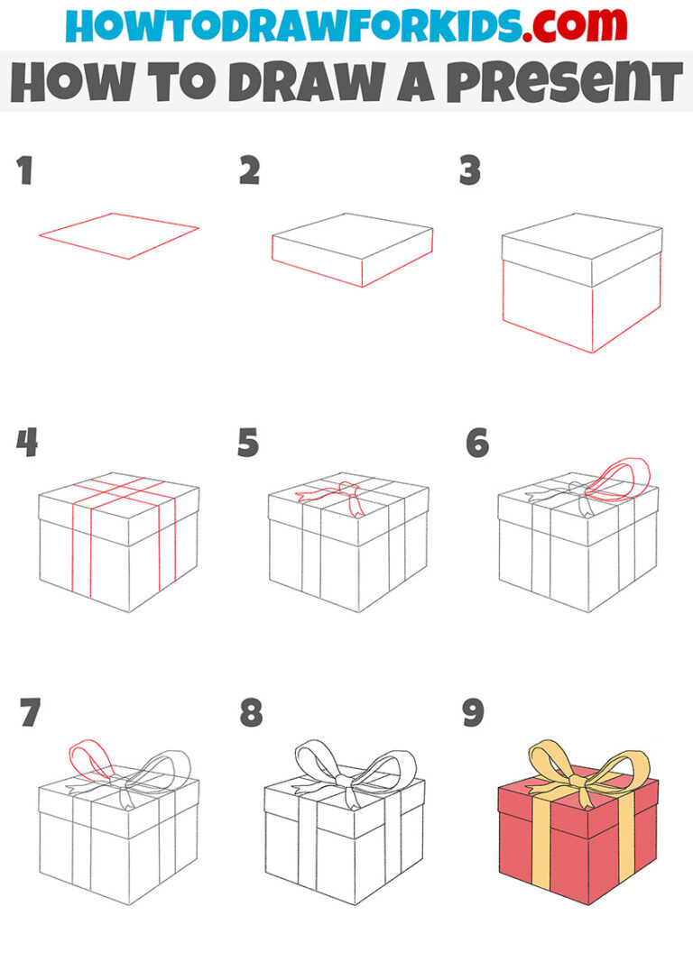How to Draw a Present - Easy Drawing Tutorial For Kids
