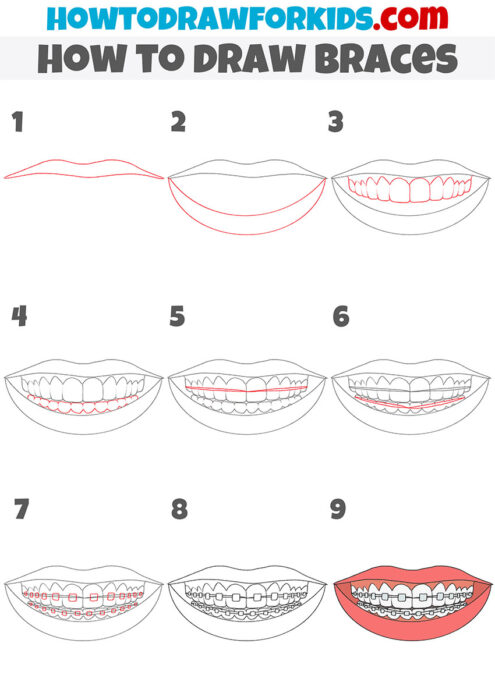 How to Draw Braces - Easy Drawing Tutorial For Kids