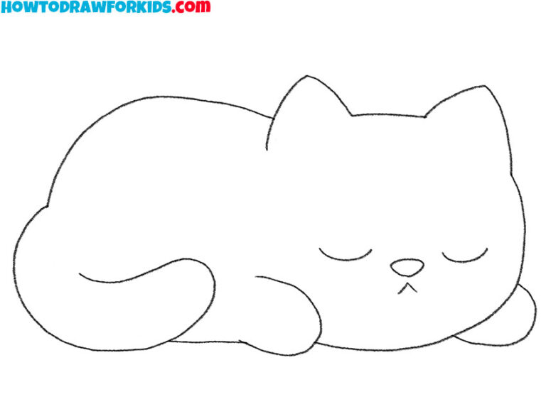 How to Draw a Sleeping Cat - Easy Drawing Tutorial For Kids