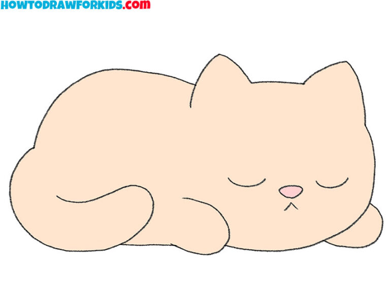 How to Draw a Sleeping Cat - Easy Drawing Tutorial For Kids