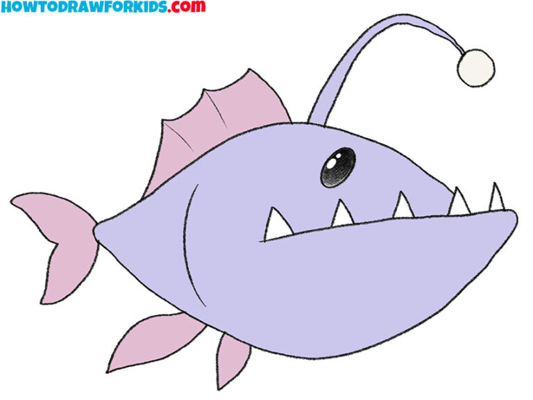 How to Draw an Anglerfish - Easy Drawing Tutorial For Kids