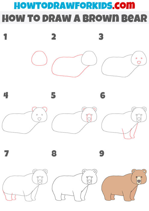 How to Draw a Brown Bear - Easy Drawing Tutorial For Kids