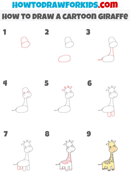 How to Draw a Cartoon Giraffe - Easy Drawing Tutorial For Kids