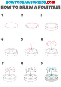 How to Draw a Fountain - Easy Drawing Tutorial For Kids