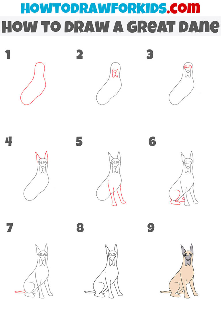 How to Draw a Great Dane - Easy Drawing Tutorial For Kids