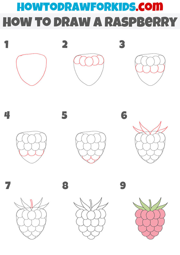 How to Draw a Raspberry - Easy Drawing Tutorial For Kids