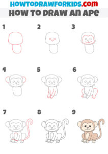How to Draw an Ape - Easy Drawing Tutorial For Kids