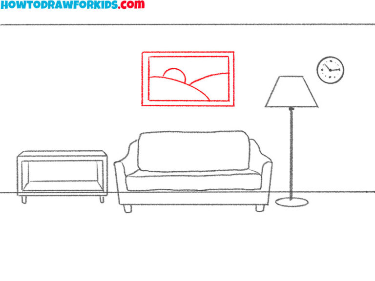 How to Draw a Living Room - Easy Drawing Tutorial For Kids
