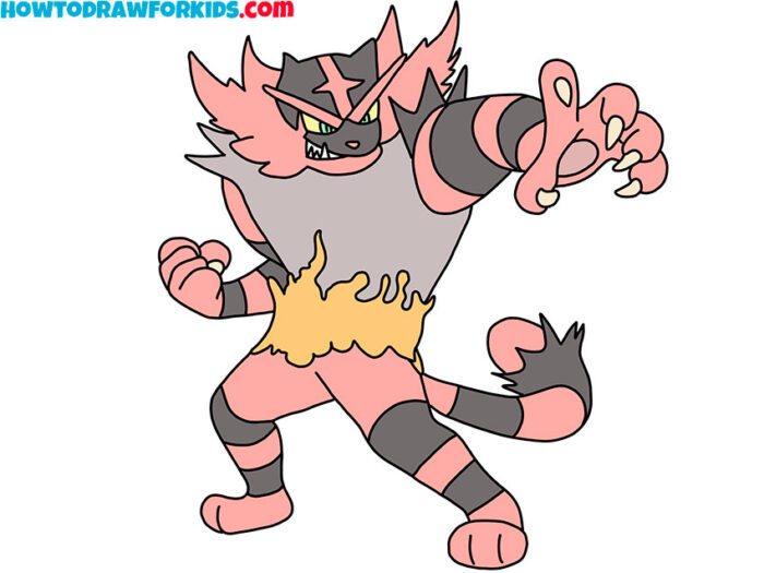 How to Draw Incineroar - Easy Drawing Tutorial For Kids