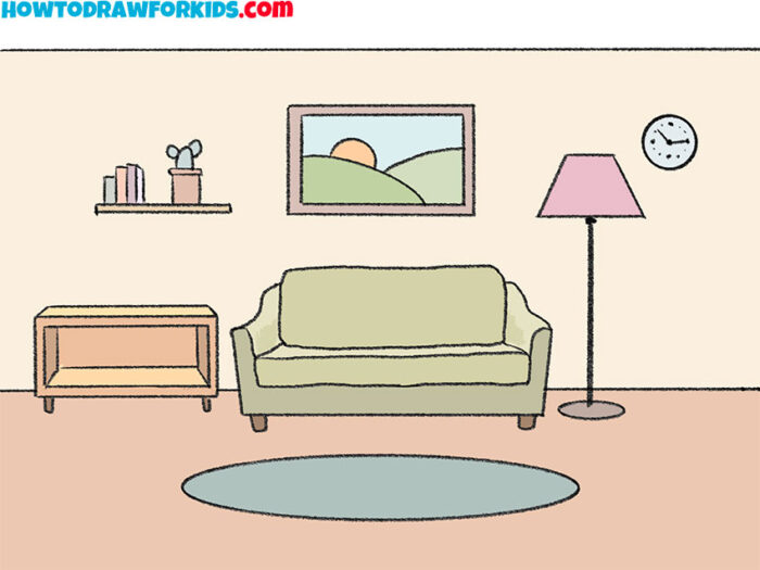 How to Draw a Living Room - Easy Drawing Tutorial For Kids