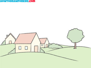 How to Draw a Village - Easy Drawing Tutorial For Kids