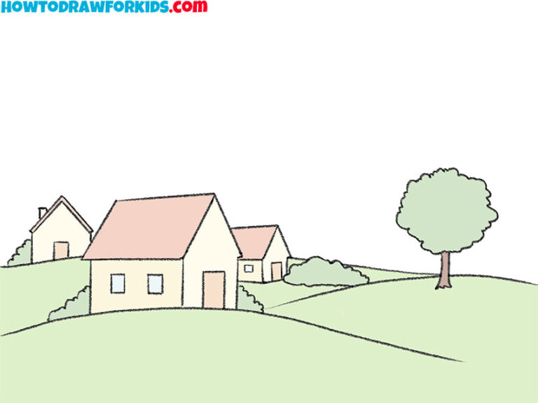 How to Draw a Village - Easy Drawing Tutorial For Kids