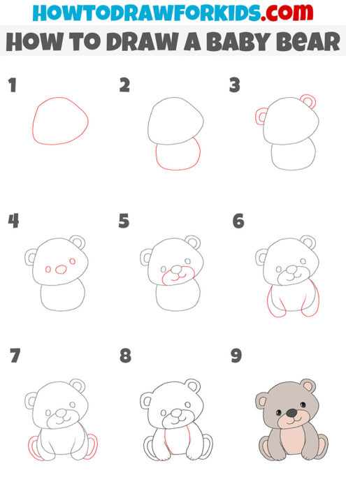 How to Draw a Baby Bear - Easy Drawing Tutorial For Kids