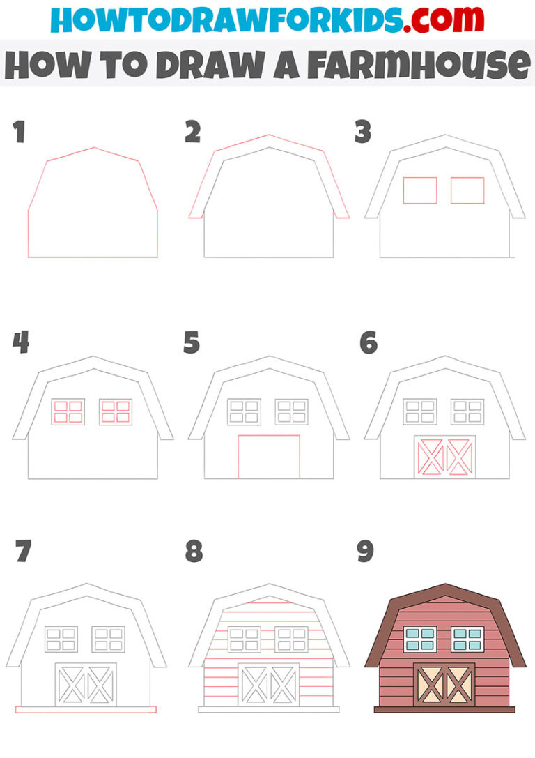 How to Draw a Farmhouse - Easy Drawing Tutorial For Kids