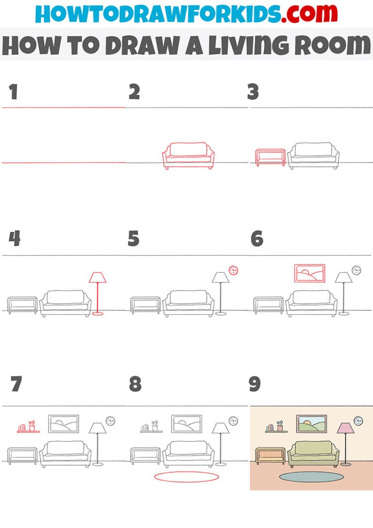 How to Draw a Living Room - Easy Drawing Tutorial For Kids