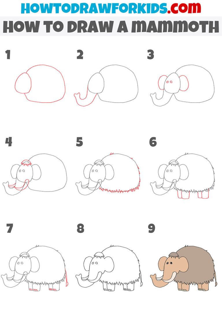 How to Draw a Mammoth - Easy Drawing Tutorial For Kids
