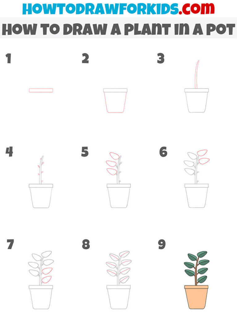 How to Draw a Plant in a Pot - Easy Drawing Tutorial For Kids