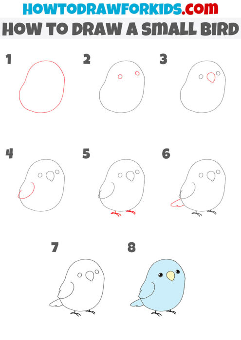 How to Draw a Small Bird - Easy Drawing Tutorial For Kids