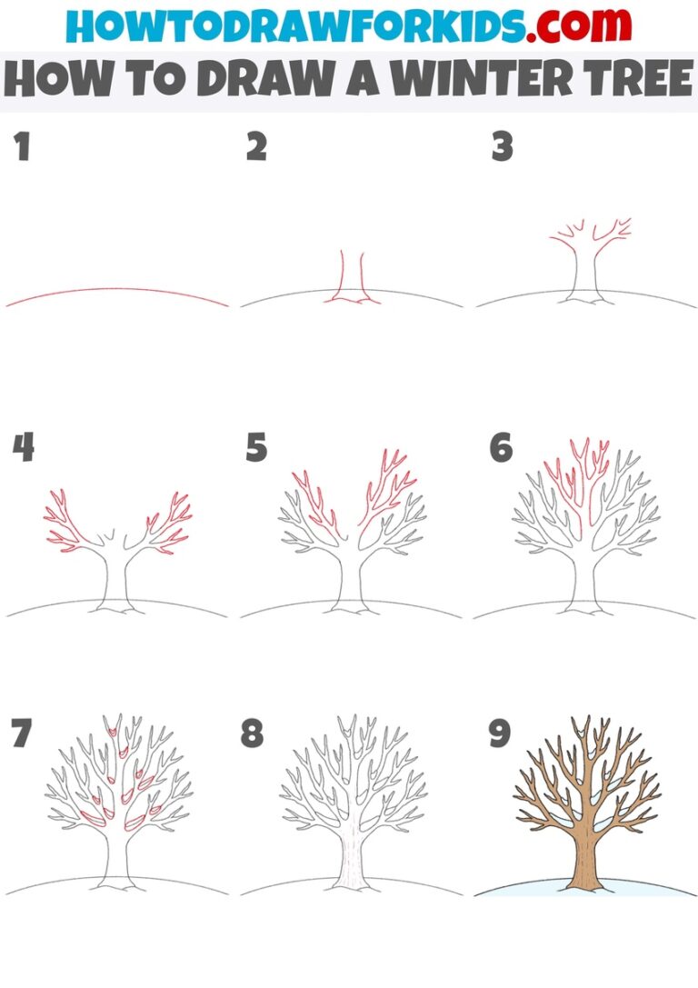 How to Draw a Winter Tree - Easy Drawing Tutorial For Kids
