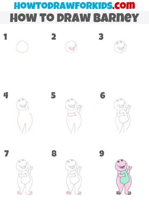 How to Draw Barney - Easy Drawing Tutorial For Kids